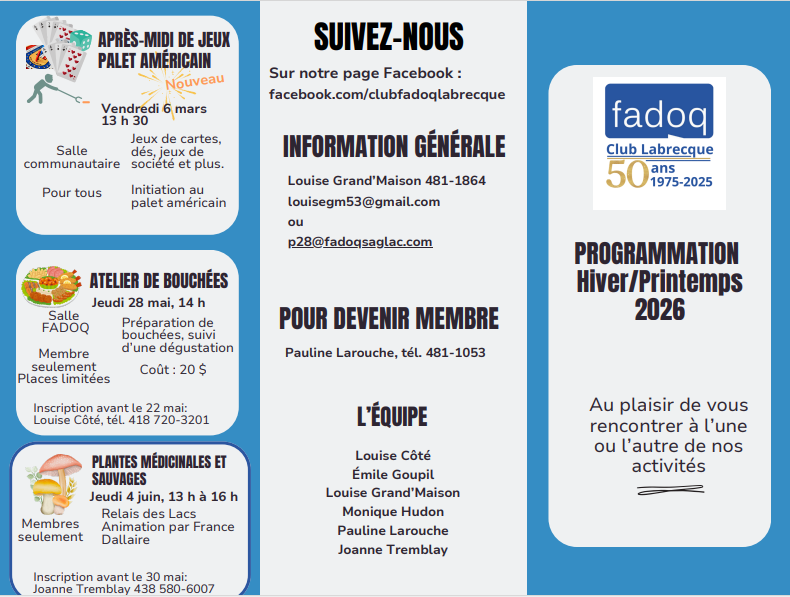 Club FADOQ – Municipalité de Labrecque